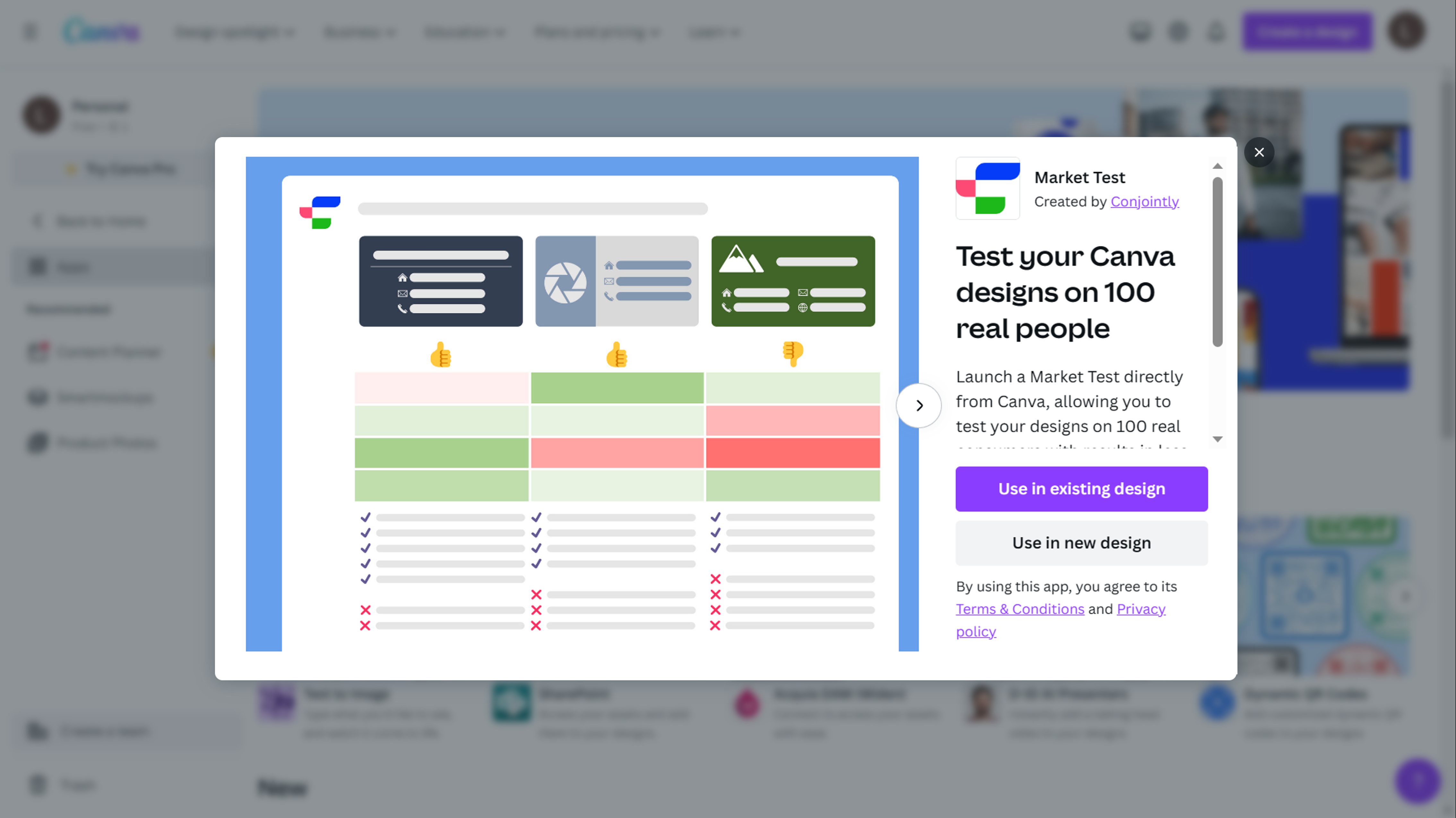 Validate your Canva work with Conjointly Market Test - Conjointly