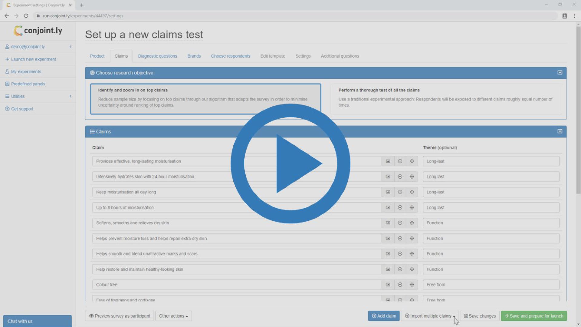 Claims Test - Conjointly