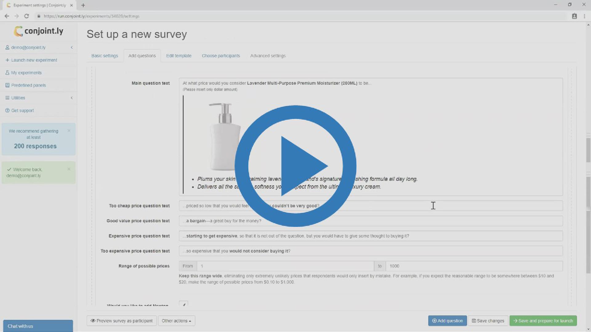 Van Westendorp Price Sensitivity Meter - Conjointly